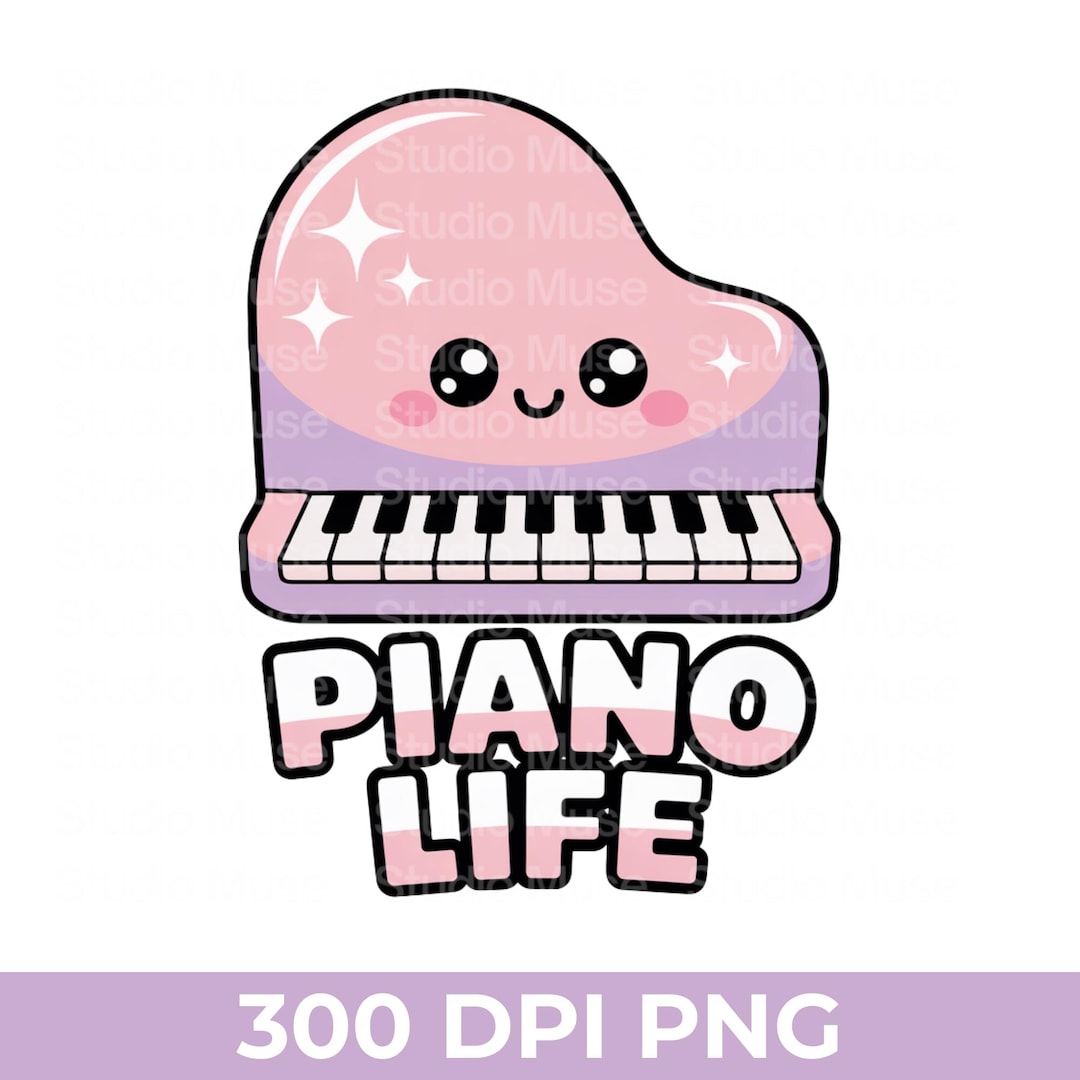 Piano Life PNG | Cute Kawaii Piano Clipart | Music Lover Design | Music ...