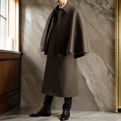 Men's Long Cape Coat With Timeless Design and Premium Wool Fabrication ...