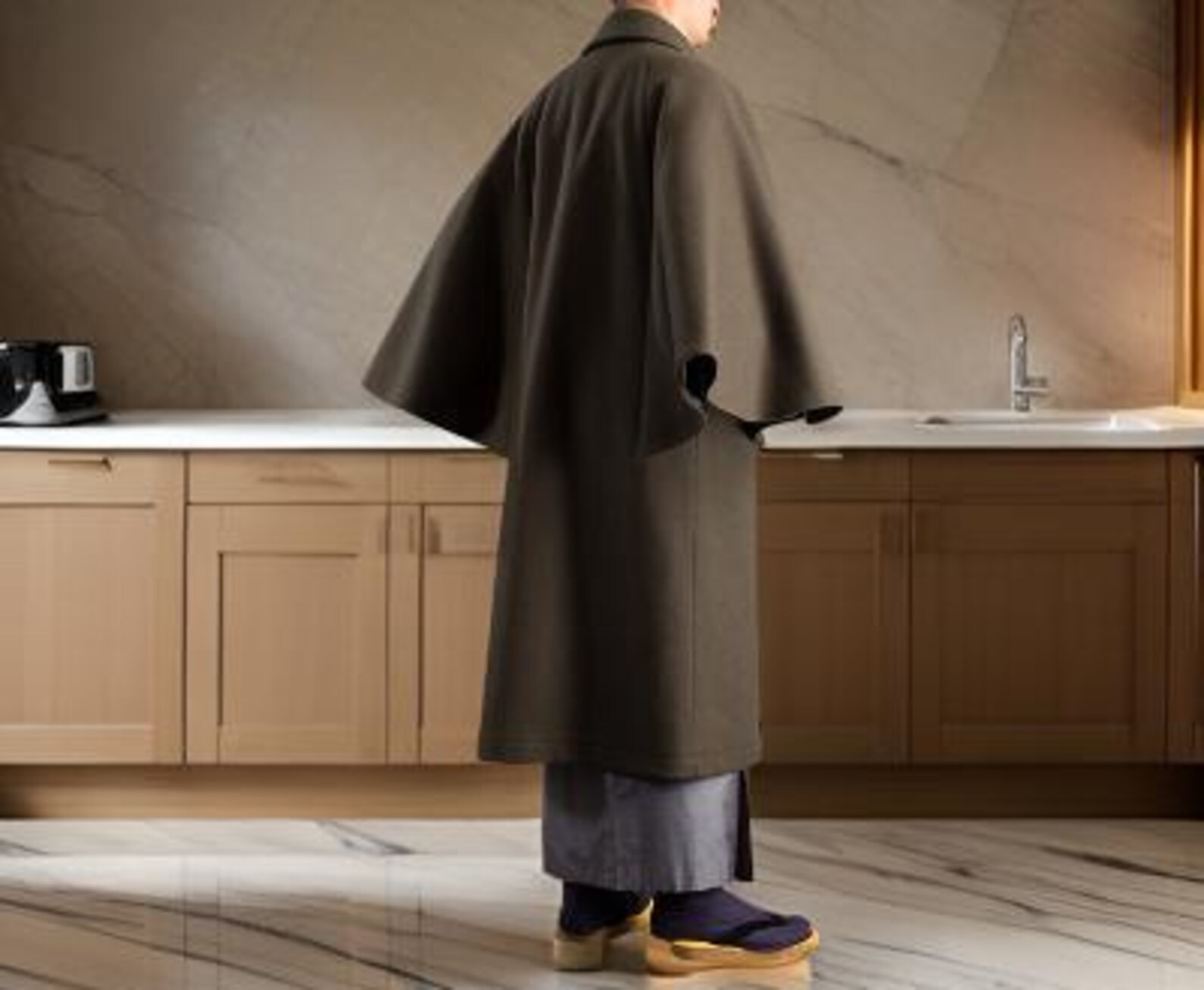 Men's Long Cape Coat With Timeless Design and Premium Wool Fabrication ...