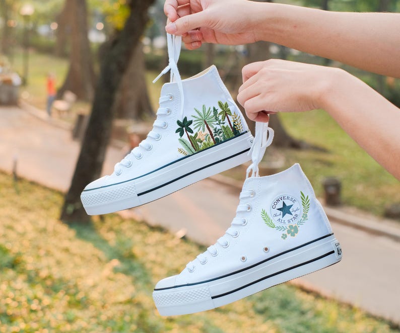 Custom Converse Chuck Taylor Tropical Embroidered Converse Shoes ...