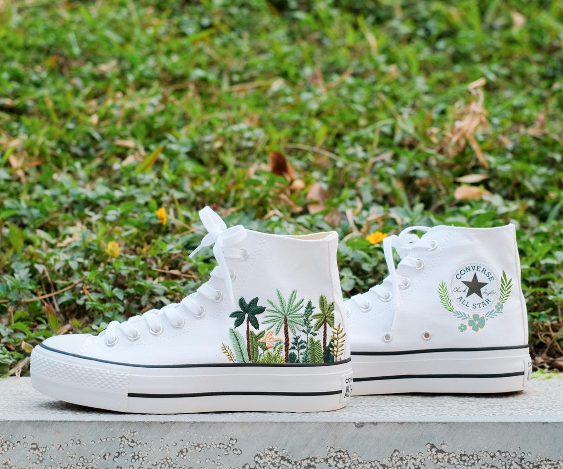 Custom Converse Chuck Taylor Tropical Embroidered Converse Shoes ...