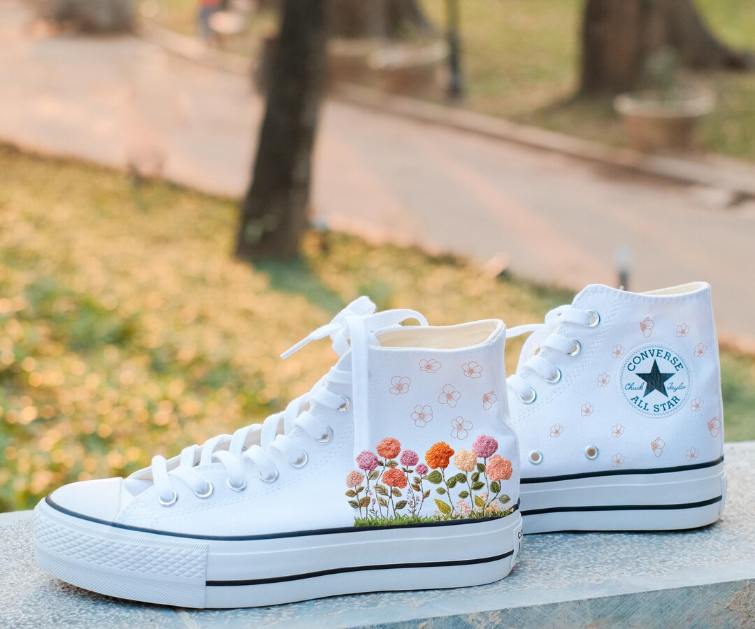 Custom Converse Chuck Taylor Hydrangeas Embroidered Converse Shoes ...
