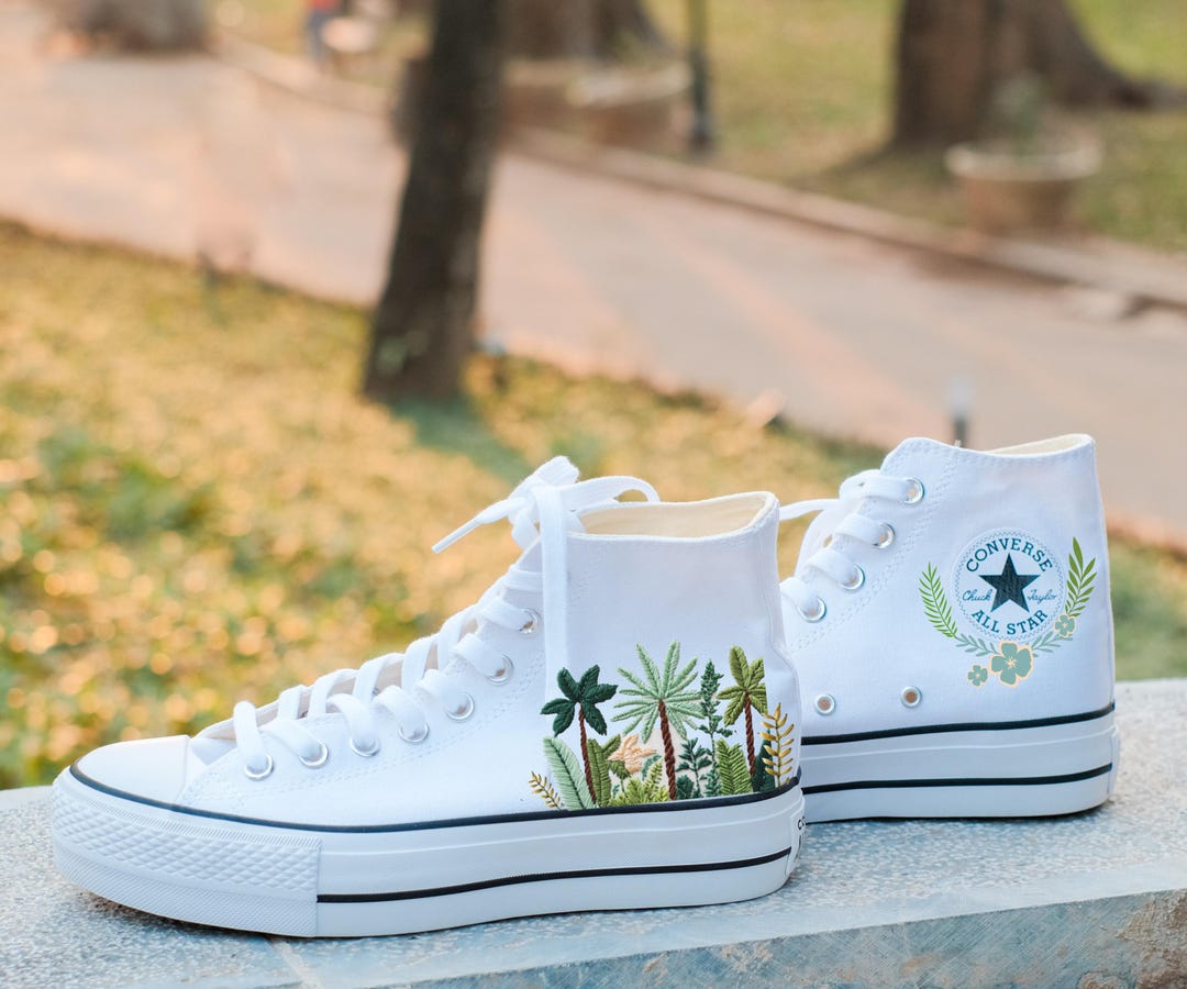 Custom Converse Chuck Taylor Tropical Embroidered Converse Shoes ...