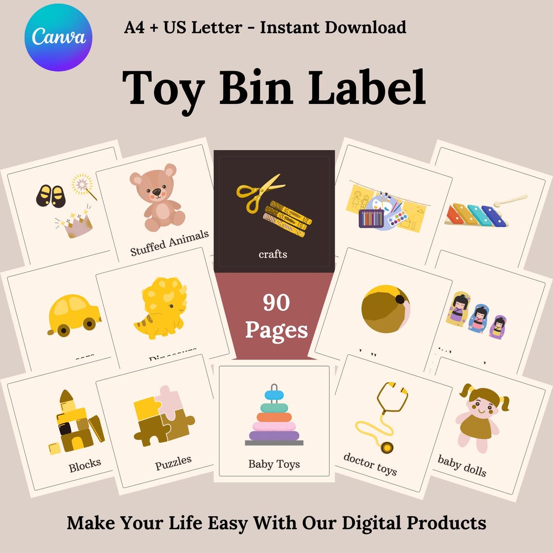 Toy Bin Labels | Minimalist Toy Organizer | Daycare Preschool Toy ...