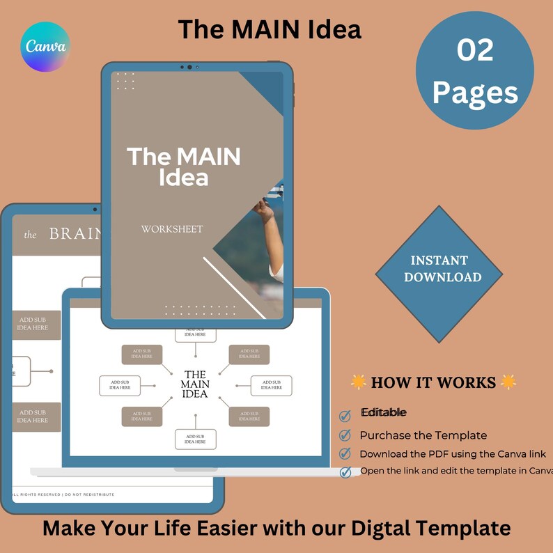 Reading Language Template, Main Idea Worksheet Template, Time ...