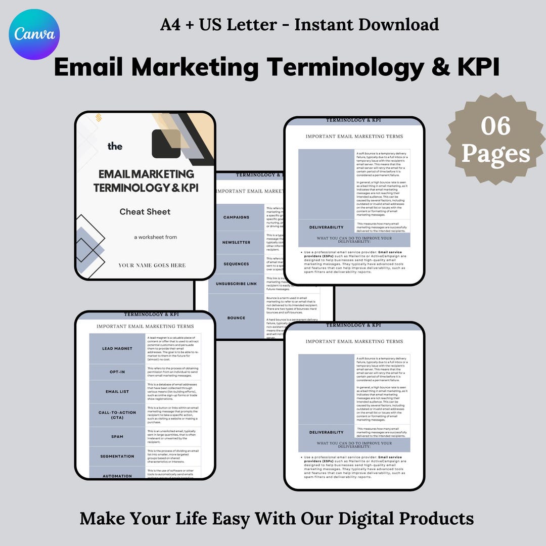 Email Marketing Kpi Cheat Sheet, Marketing Campaign Tracker, Digital ...