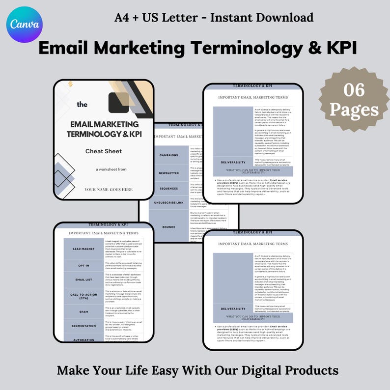 Email Marketing Kpi Cheat Sheet, Marketing Campaign Tracker, Digital Marketing Sales Tracker ...