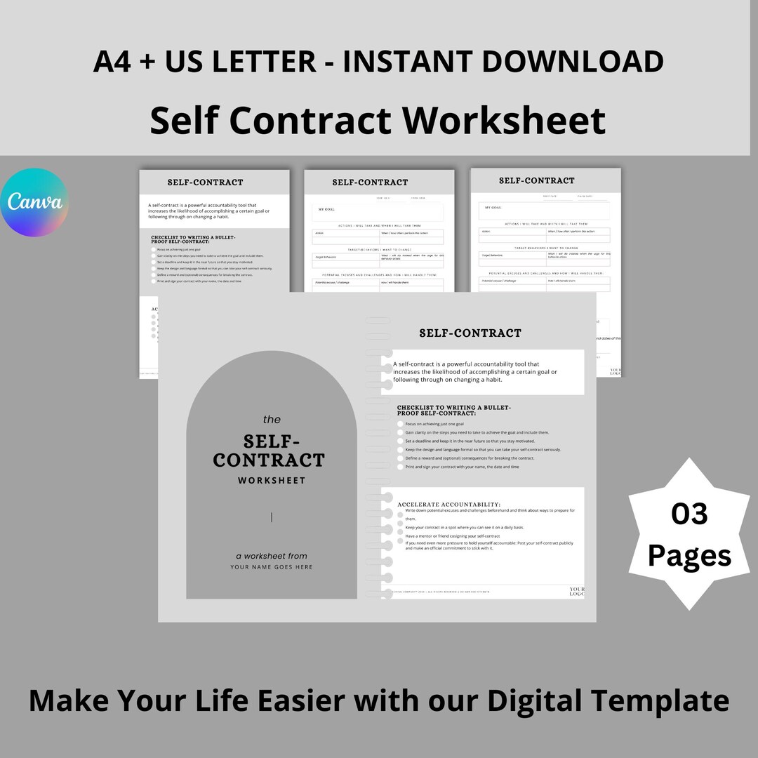 Self Reflection Worksheet, Behavior Contract Templates, Action Plan ...