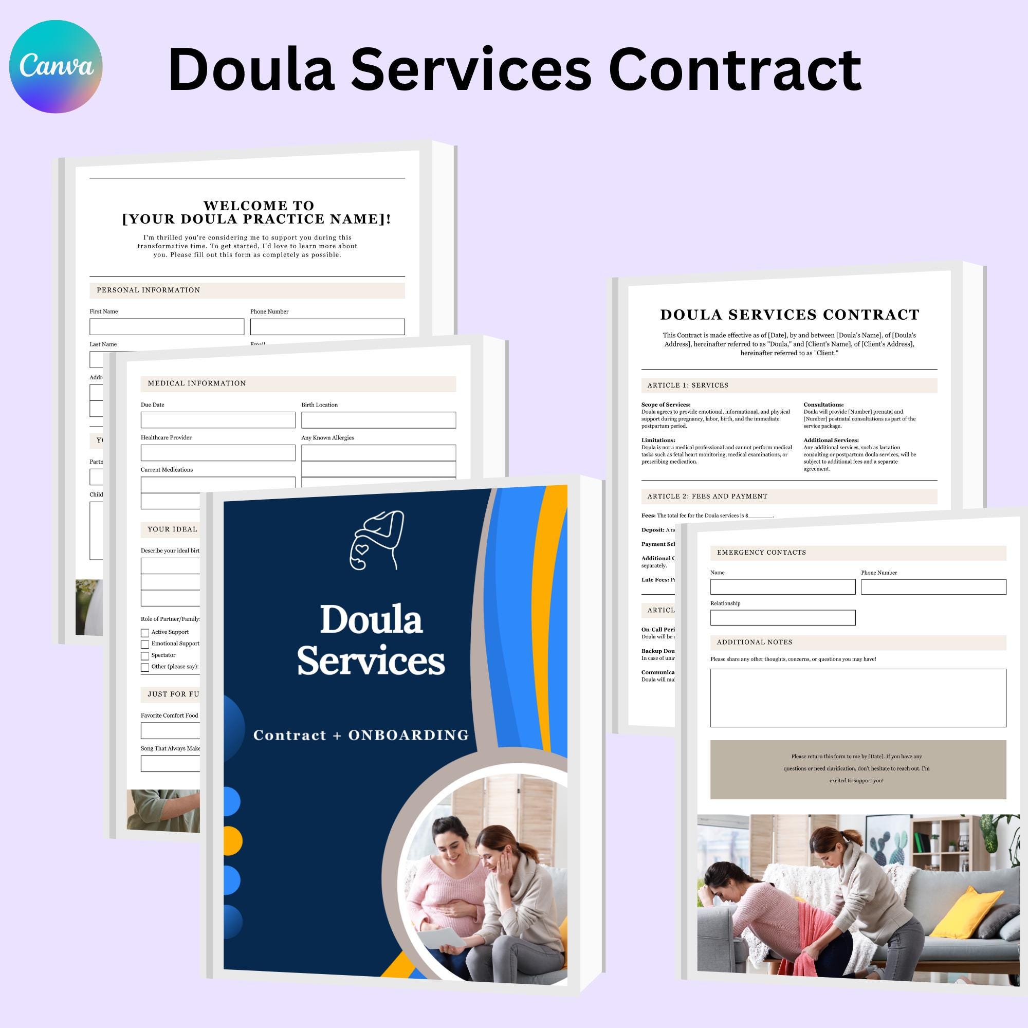 Doula Contract Template, Doula Service Agreement Template, Mother Baby ...