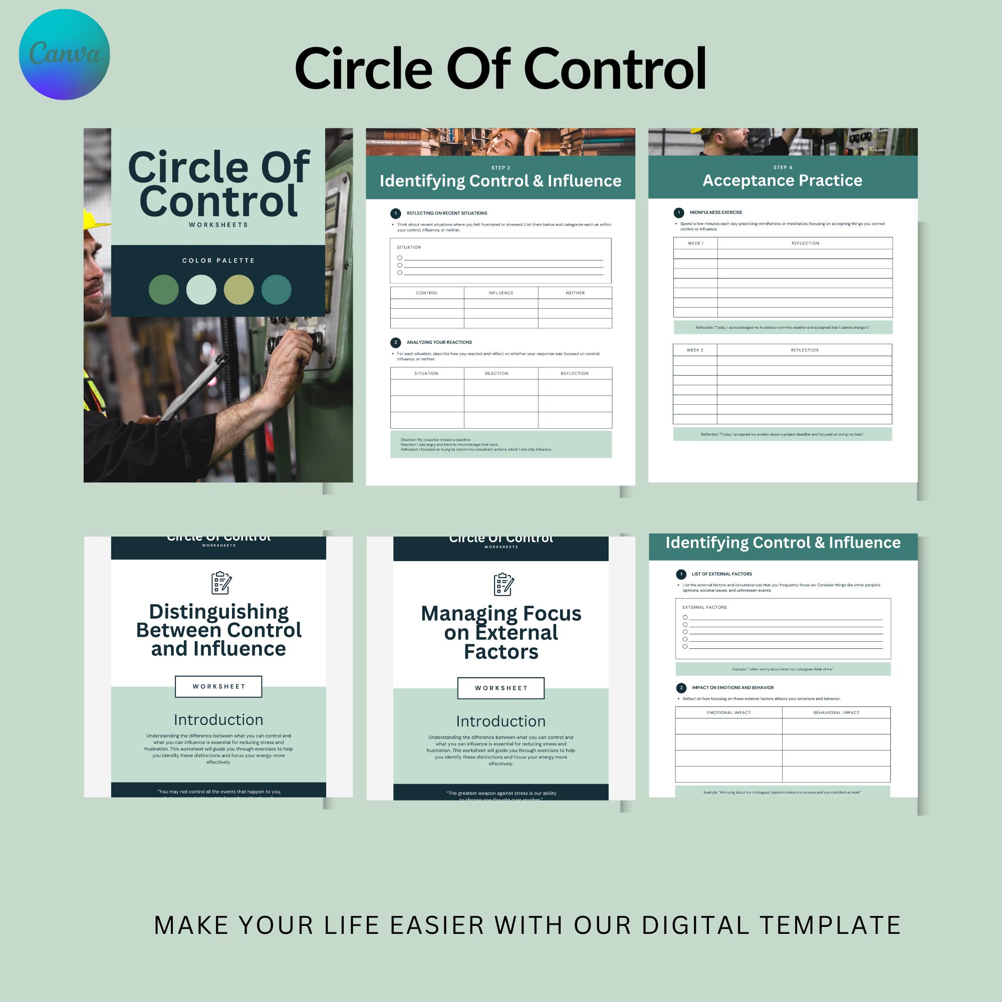Circle of Control Worksheet, Printable Zones of Regulation Worksheet ...