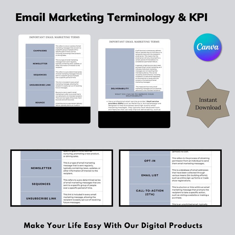 Email Marketing Kpi Cheat Sheet, Marketing Campaign Tracker, Digital Marketing Sales Tracker ...