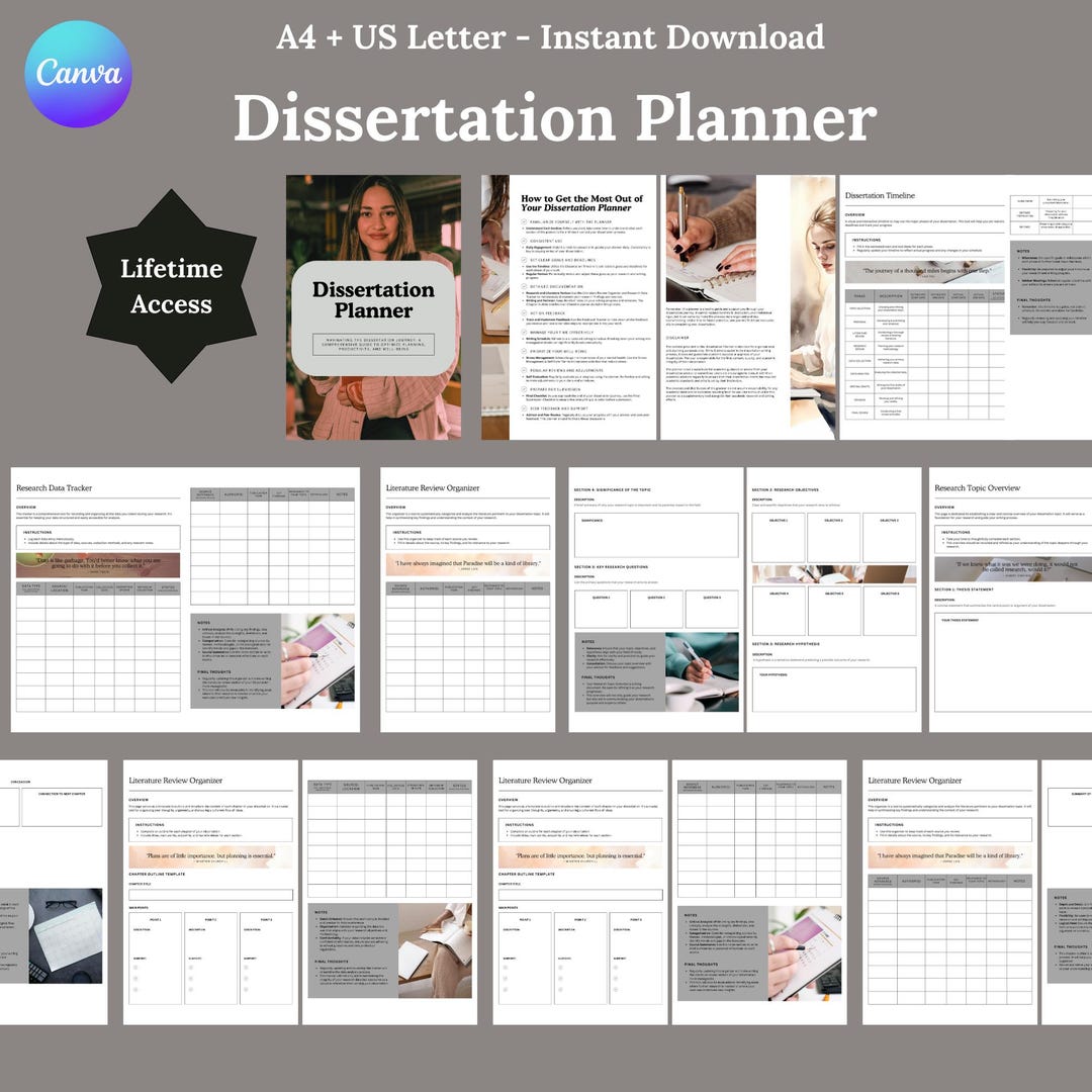 Dissertation Planner, Student Academic Printable Planner, Essay Study ...