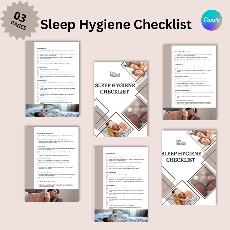 Sleep Hygiene Checklist, Bedtime Routine Medication List, Mental Health ...