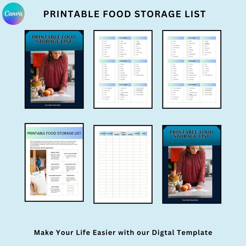 Printable Food Storage List, Kitchen Organization Checklist, Pantry ...