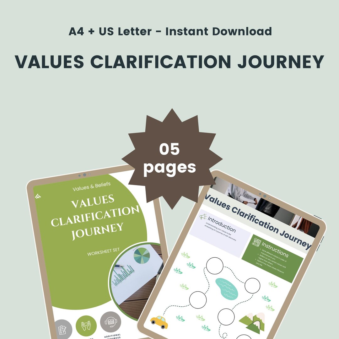 Values Clarification Journey Worksheet, Self Reflection Template ...