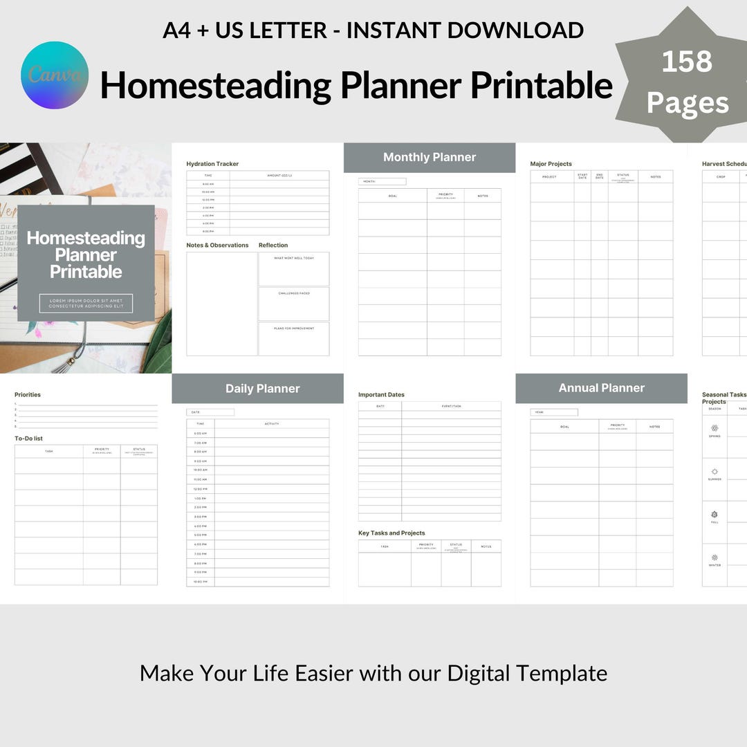 Homesteading Planner Printable, Farm Animals Plant Profile Tracker ...
