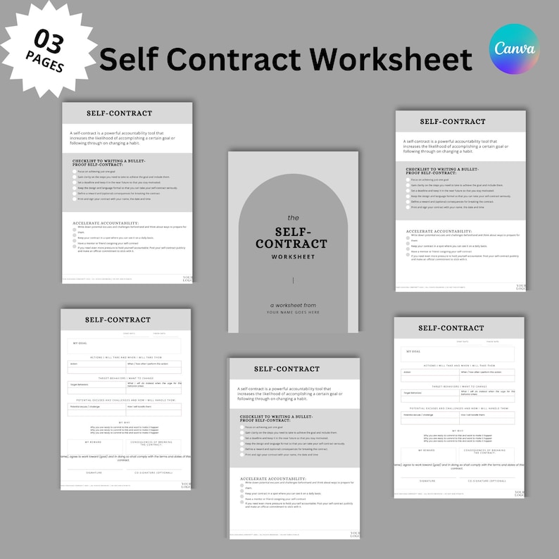 Self Reflection Worksheet, Behavior Contract Templates, Action Plan ...