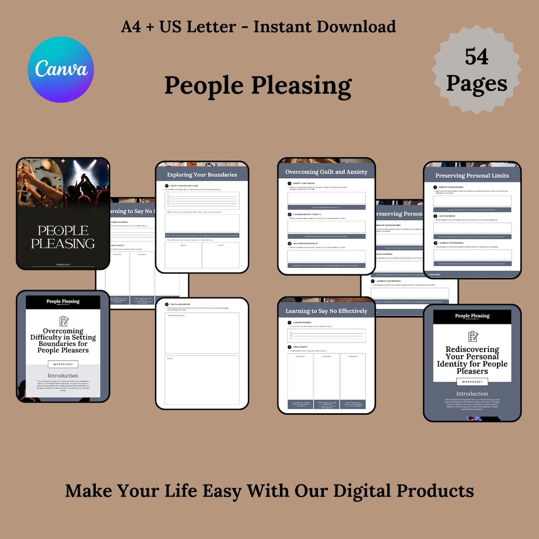 People Pleasing Worksheet, Boundary Setting Templates, Personal ...