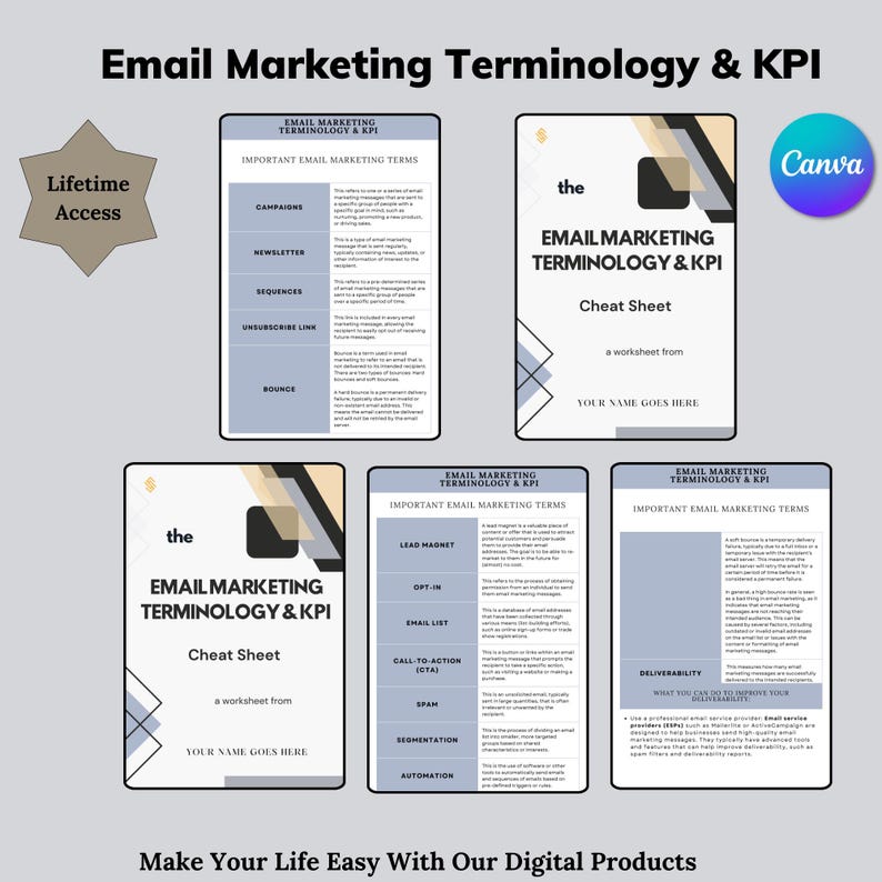 Email Marketing Kpi Cheat Sheet, Marketing Campaign Tracker, Digital ...