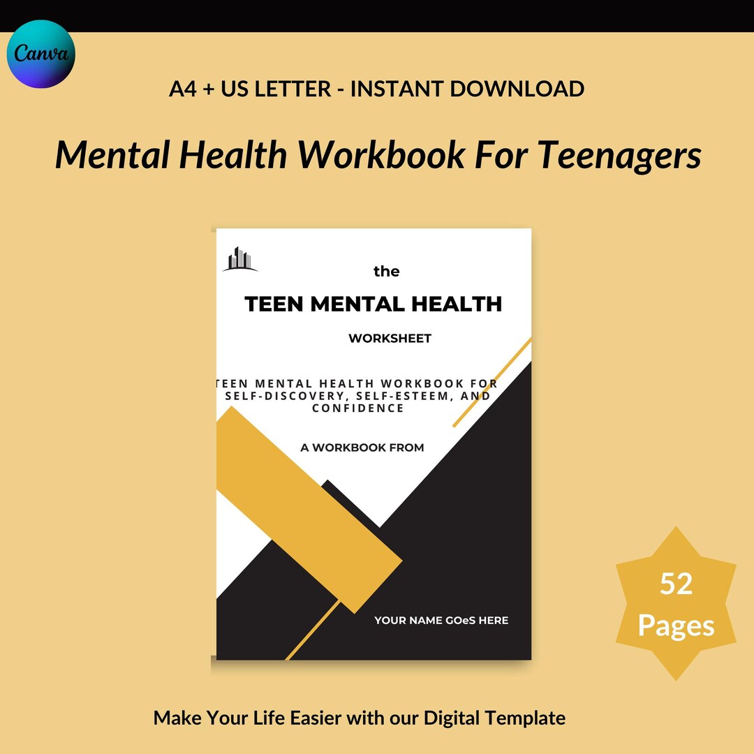 Teenagers Mental Health Workbook, Self Improvement Template, Teen Self ...