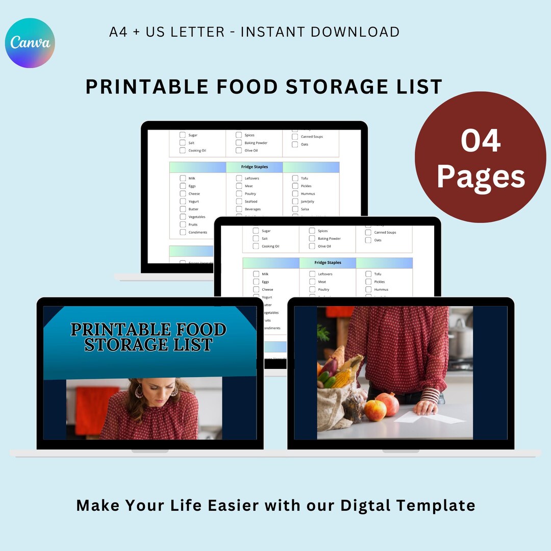 Printable Food Storage List, Kitchen Organization Checklist, Pantry ...