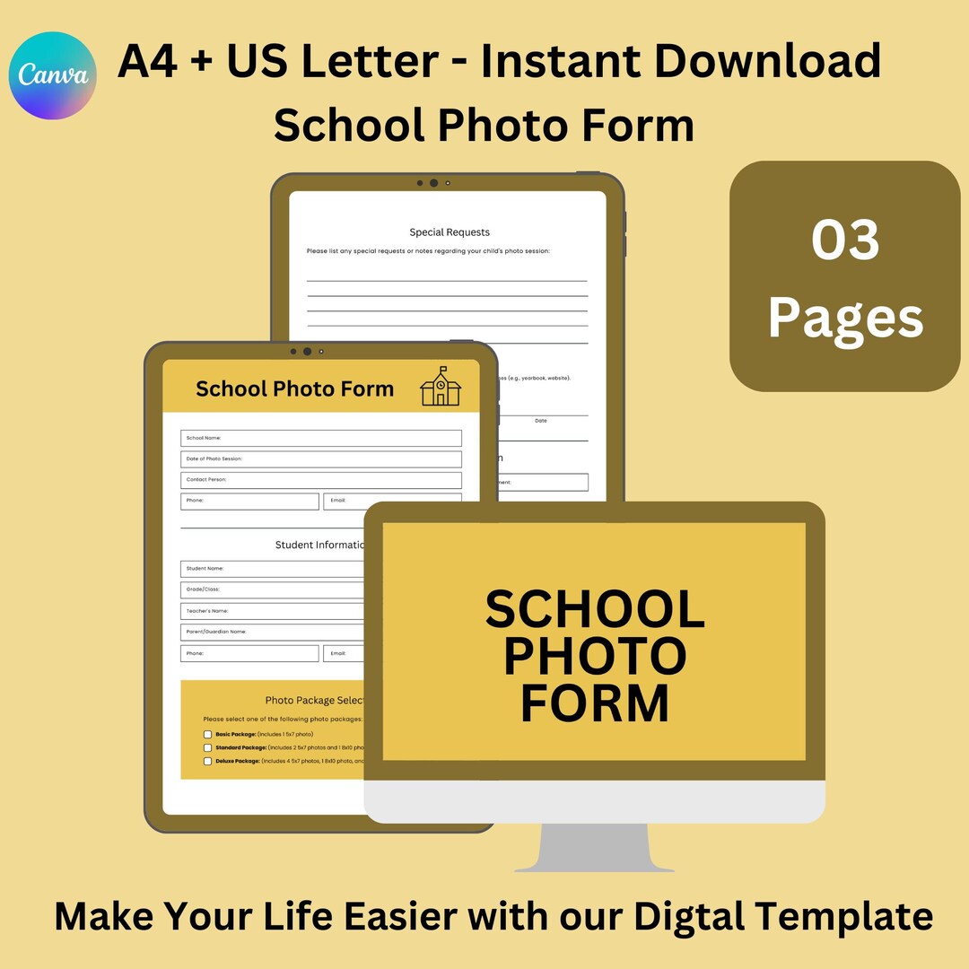 School Photo Form, Student Information Consent Form, Editable School ...
