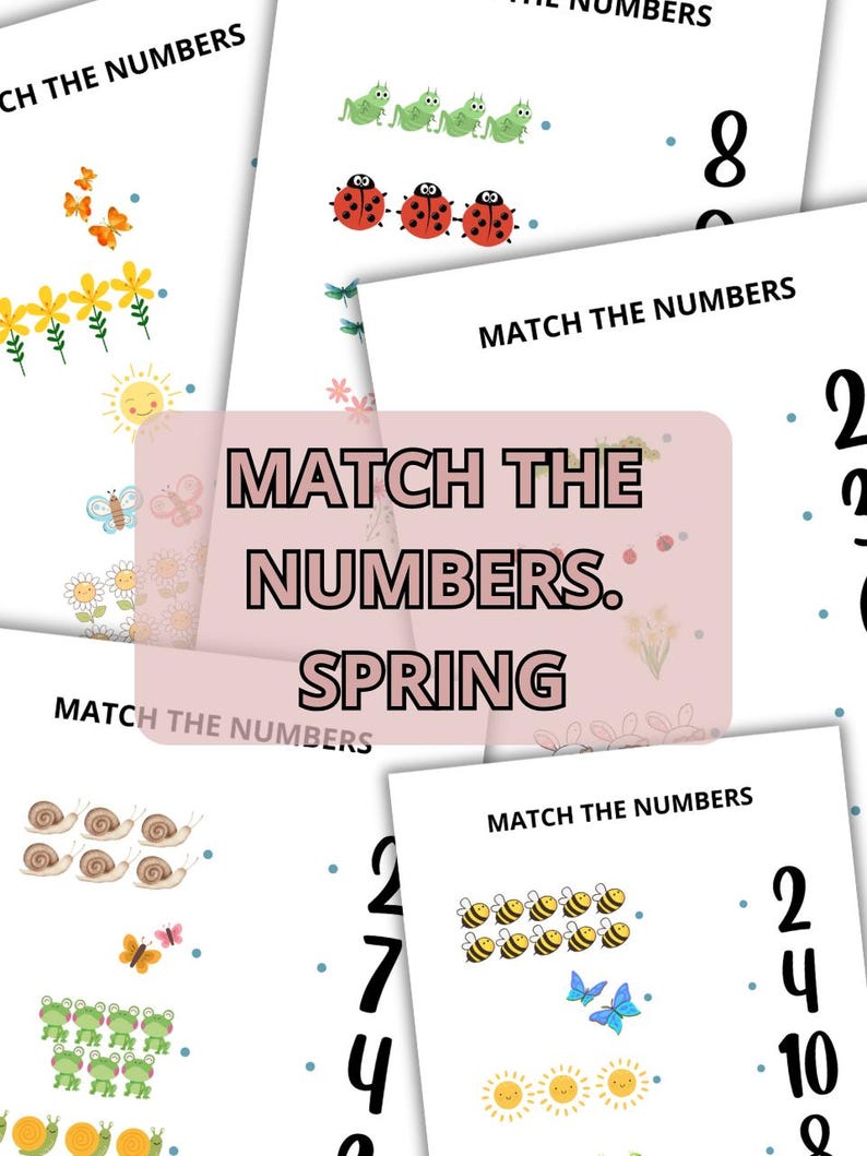 Spring Math Printable for Kids | Count and Match Numbers 1-10 ...