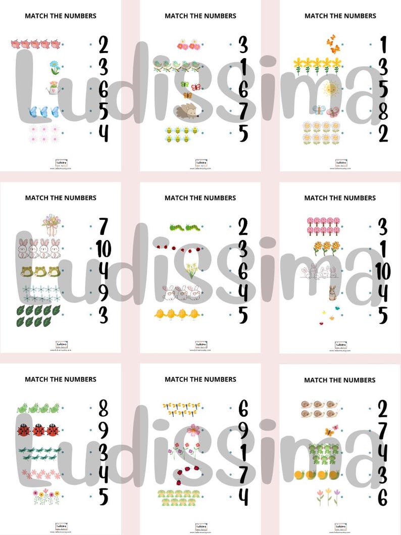 Spring Math Printable for Kids | Count and Match Numbers 1-10 ...