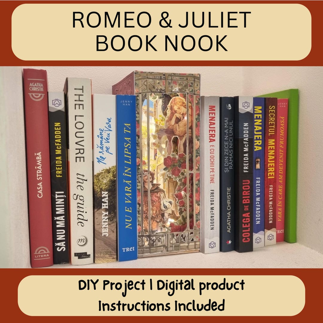 Romeo & Juliet Book Nook Printable Home Decor Bookworm Gift for ...