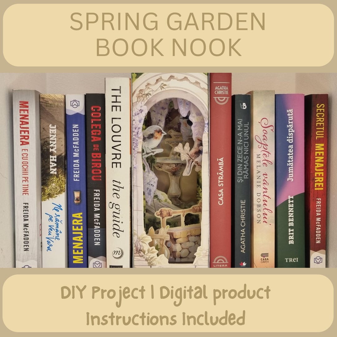 Spring Garden Book Nook Printable Home Decor Bookworm Gift for ...