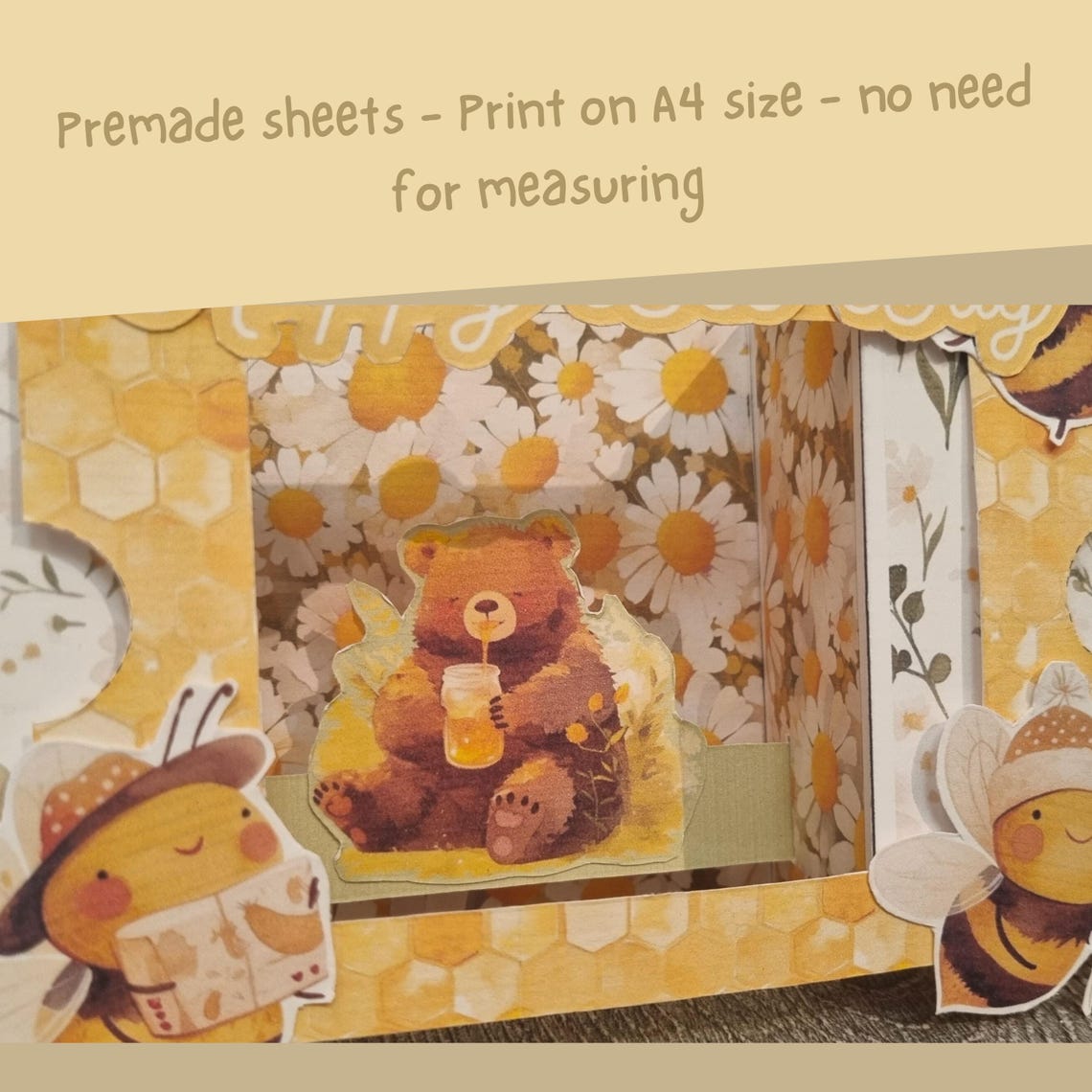 Cute Bee Greeting Card Spring Time DIY Craft Bees Birthday Card Gift ...