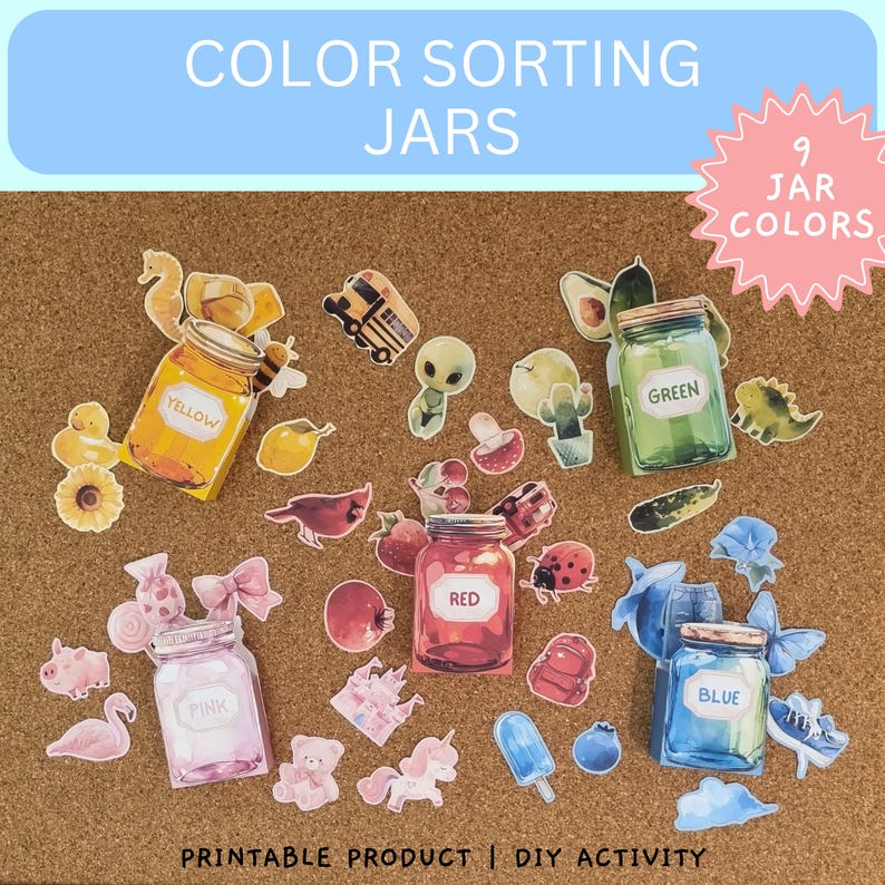 Color Sorting Jars Game: Printable DIY Activity (PDF) - Etsy Australia