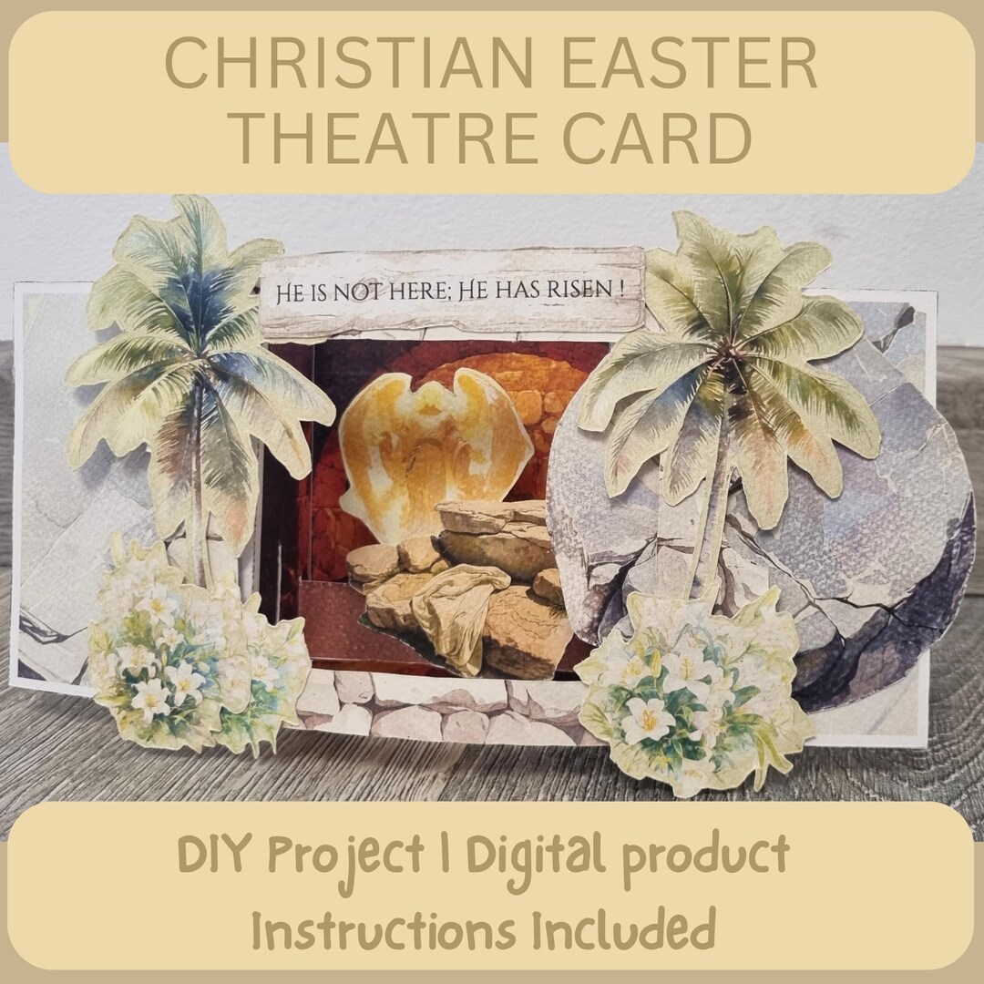 Christian Easter Pop up Card Religious Easter Printable He is Rise ...