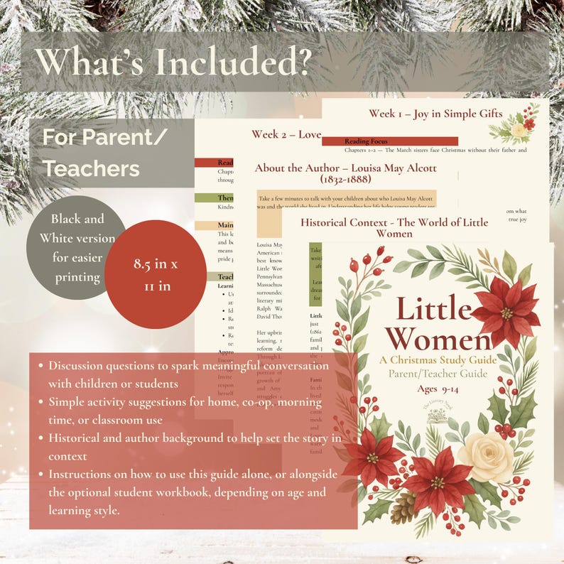 Little Women Christmas Study Guide: Homeschool Advent Curriculum (PDF ...