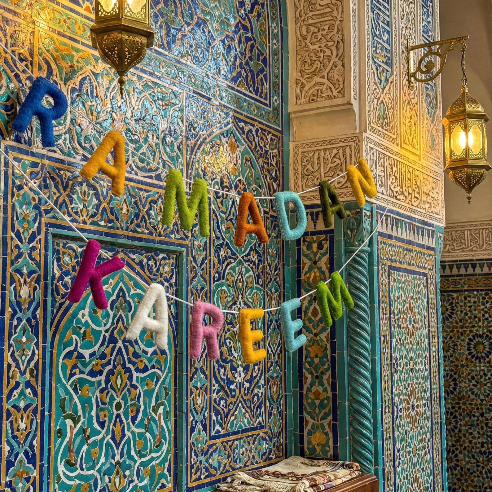 Ramadan Kareem Wool Felt Garland | Handmade Islamic Decor Banner ...