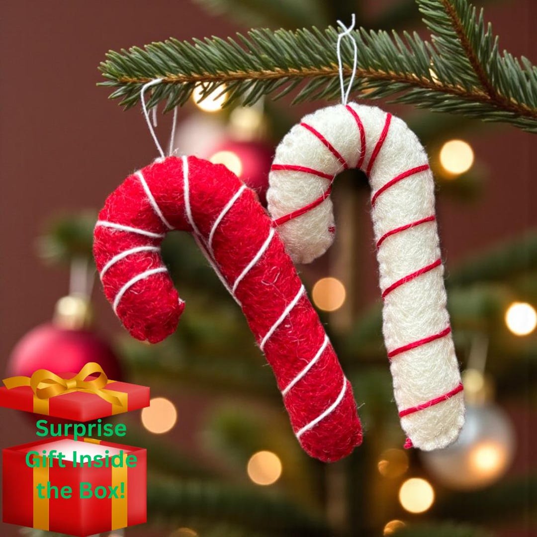 Felt Christmas Candy Canes for Christmas Tree Ornaments - Etsy