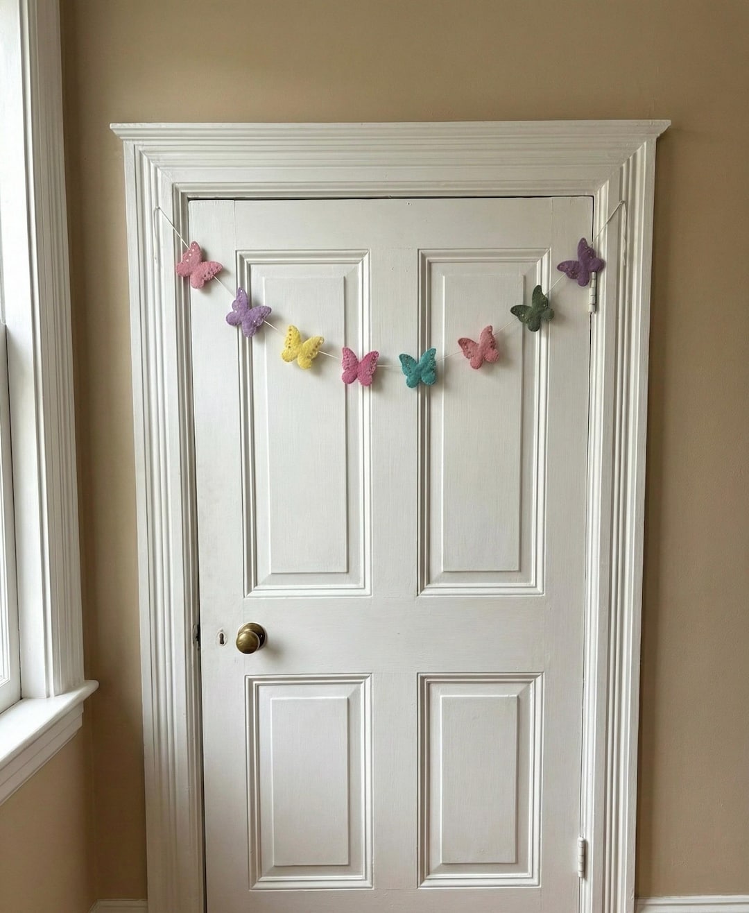 Wool Felt Butterfly Garland | Easter and Spring Decor Banner | Handmade ...