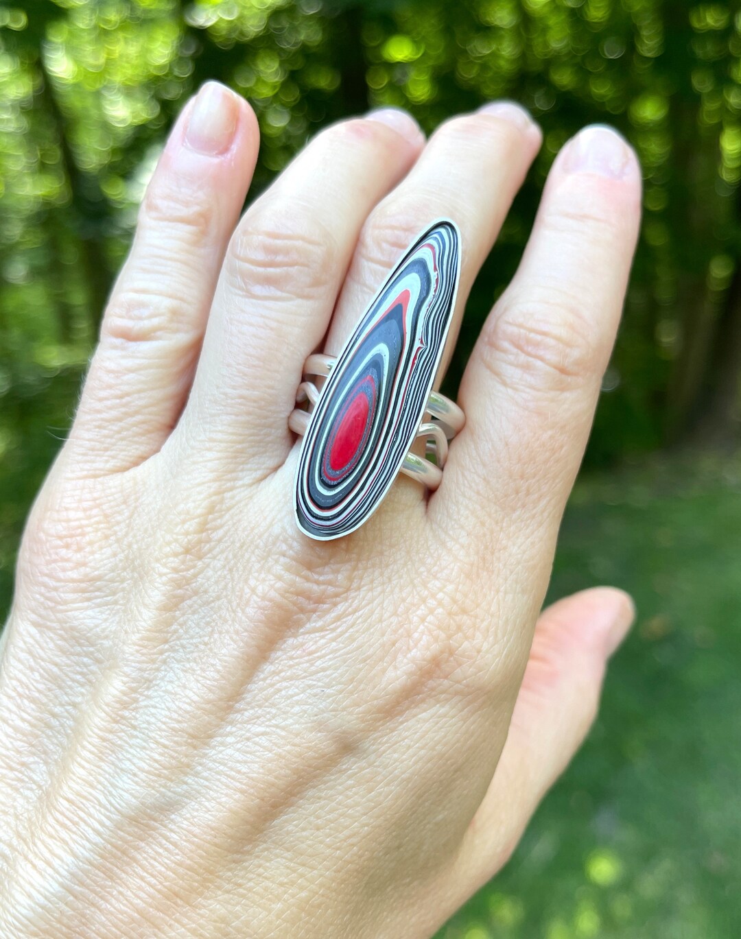Fordite Ring, Custom Sized Ring, Avant-garde Bold Jewelry, Upcycled ...
