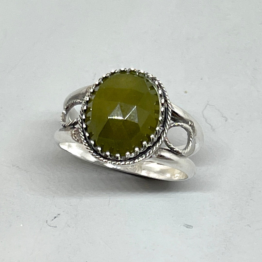 Rich Olive Green Vesuvianite Sterling Ring With Filigree Details ...