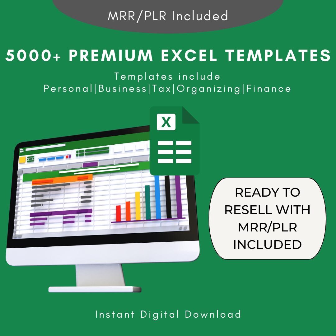 5000+ Premium Excel Templates Bundle With MRR PLR, Done for You ...