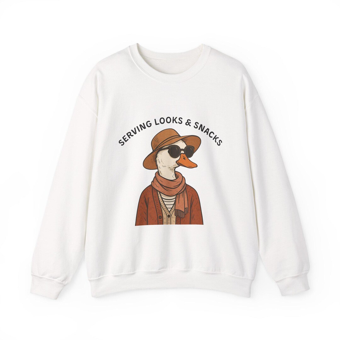 Serving Looks & Snacks Duck Illustration Sweatshirt | Cozy Graphic ...
