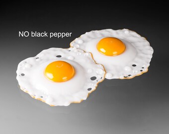 Fried Egg Sculpture, Life-sized Realistic Hand Blown Glass Art WITH ...