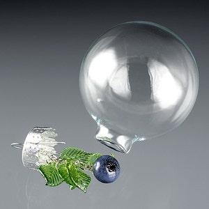 Hand Blown Glass Ornament: Raspberry and Five Leaves by | Etsy