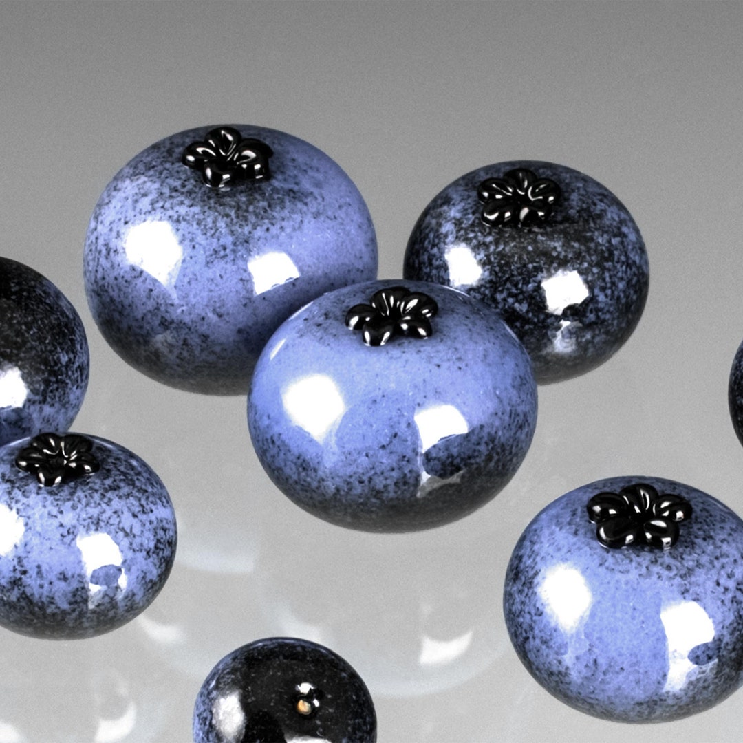 Glass Berries, Blueberry Glass Art, Hand Blown Glass Fruit, Blueberry ...