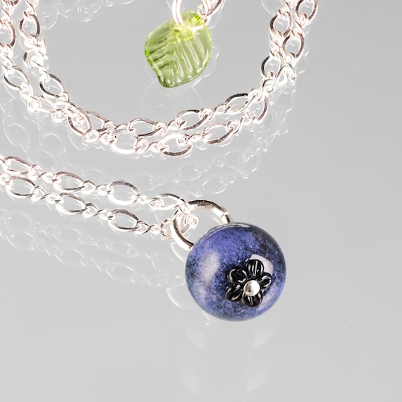 Pregnancy Congratulations Gift Glass Blueberry Pendant or Necklace for Expecting Mom To Be Motherhood Art Mom or Dad Gift