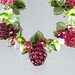 Raspberry Bracelet W/ 5 Glass Raspberries Leaves on Sterling Silver or ...