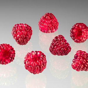 Hand Blown Glass Art, Glass Raspberry, Sculptures & Figurines, Fake ...