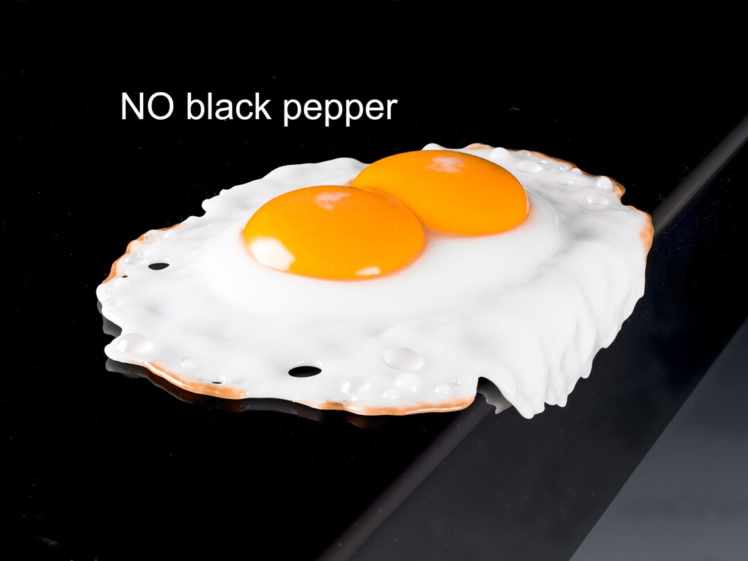 Fried Egg Glass Sculpture, Double Yolk W a Hanging Edge, Sunny Side up ...
