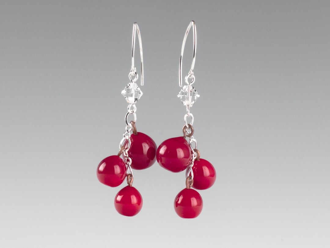 Glass Winter Berry Earrings / Holly Berry/ Pepper Berry + Ice Earrings ...