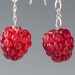 Raspberry Earrings W/ Tilted Glass Raspberries on Sterling - Etsy